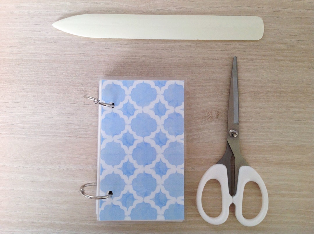 3x 5 Mini Note Book / Blue Watercolor Quatrefoil Pattern / Moroccan ...
