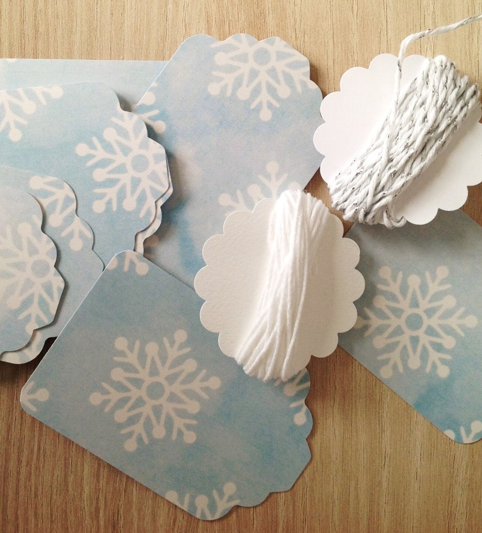 Blue Snowflake Gift Tags Watercolour Vintage Gift Tag Party Favour Tags ...