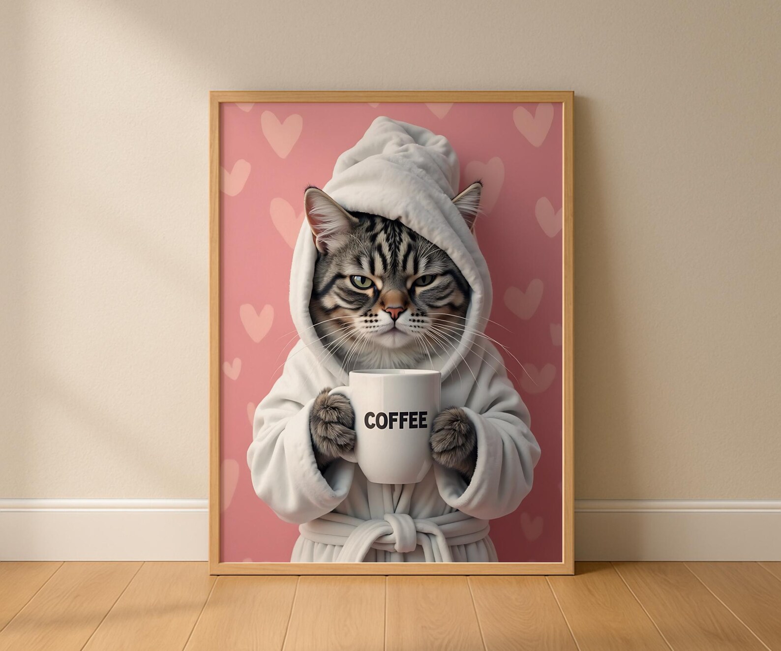 Funny Cat Wall Art, Cute Wall Decor, Coffee Wall Art, Cute Cat Art ...