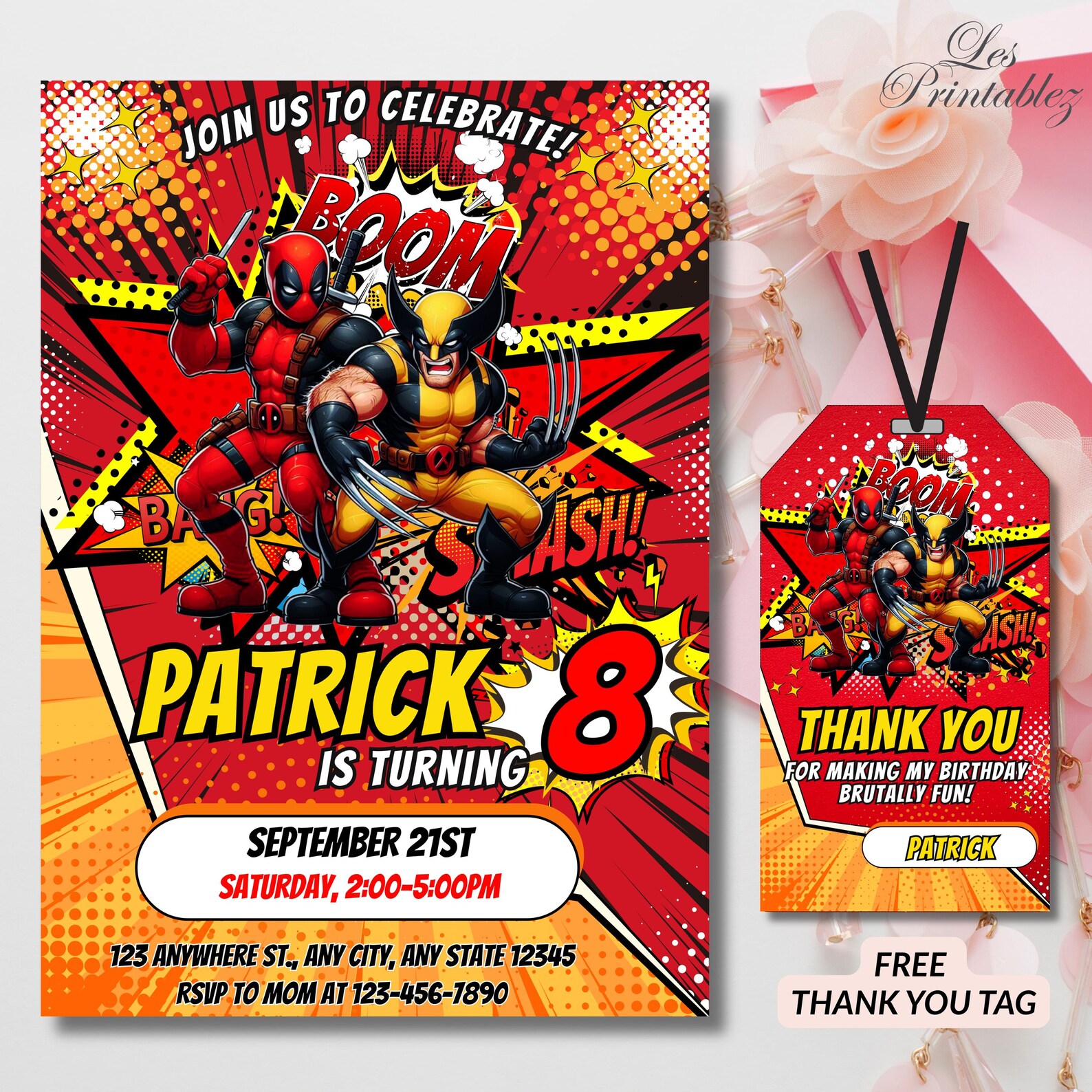 Editable Deadpool and Wolverine Birthday Invitation, Superhero Birthday ...