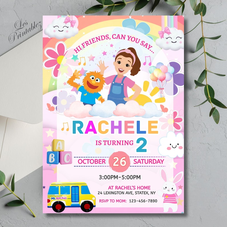 Editable Ms Rachel Toddler Birthday Invitation, Ms. Rachel Invitation ...