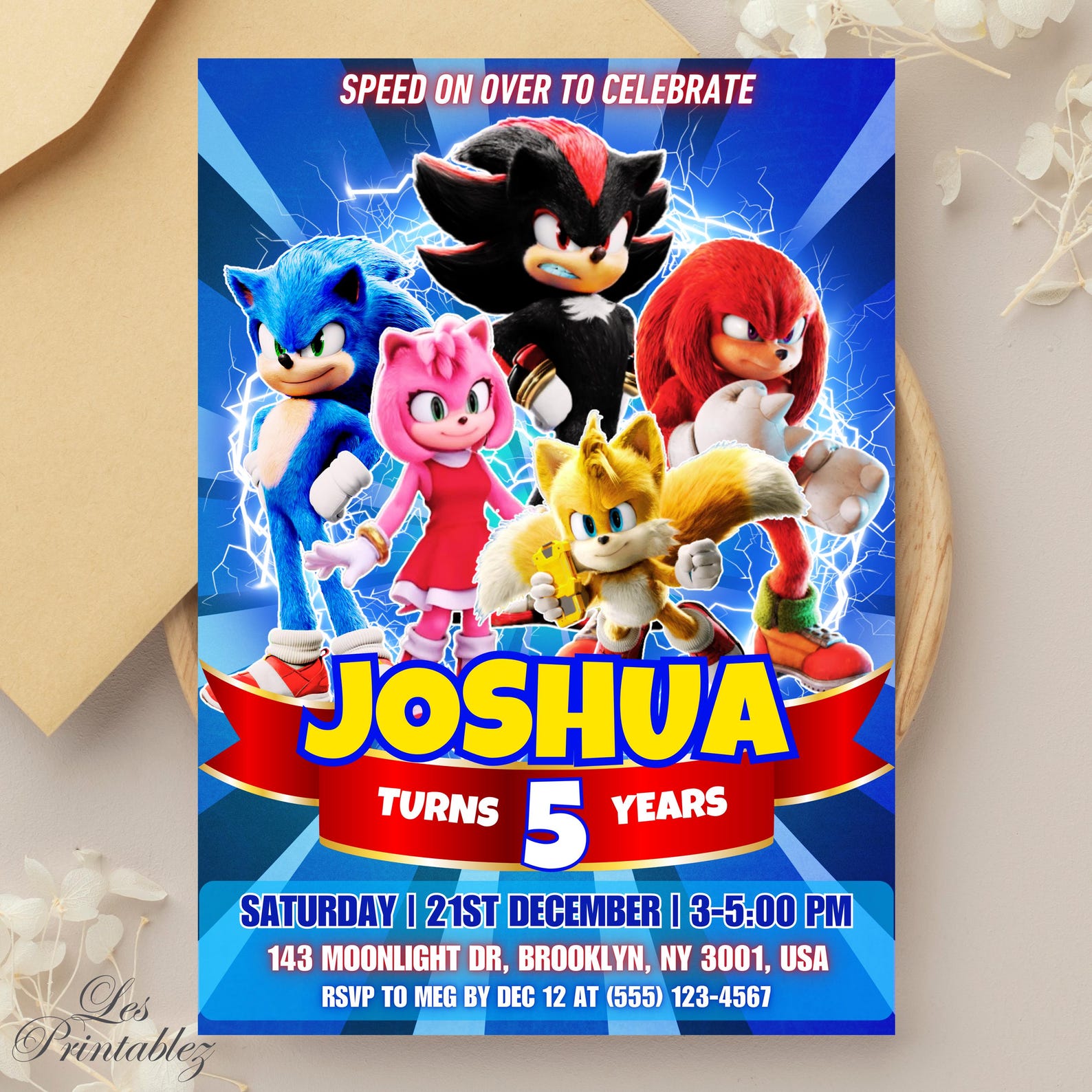 Editable Sonic 3 Invitation, Sonic 3 Birthday Template,sonic Birthday ...
