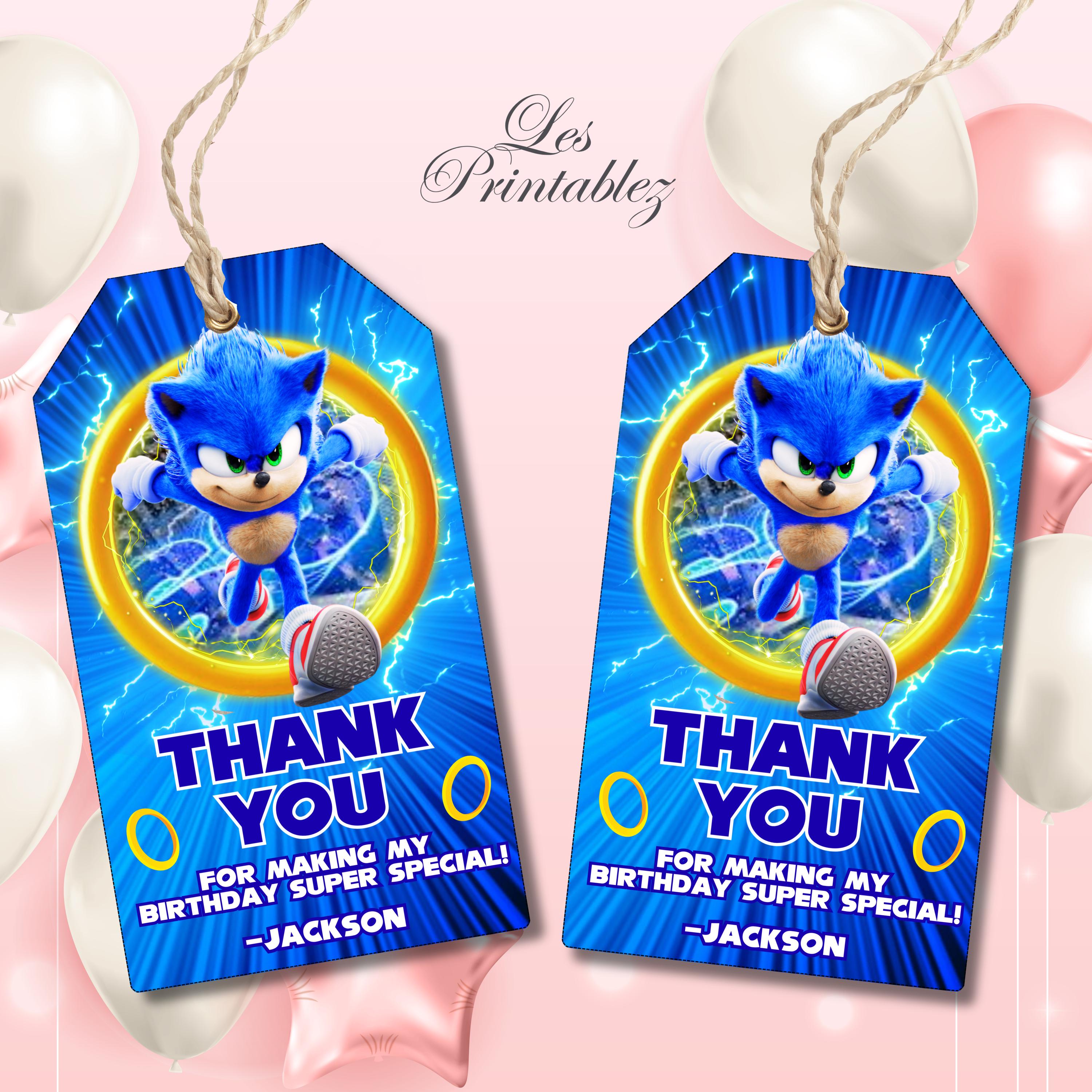 Editable Sonic the Hedgehog Birthday Party Favor Tag, Sonic 3 Thank You ...