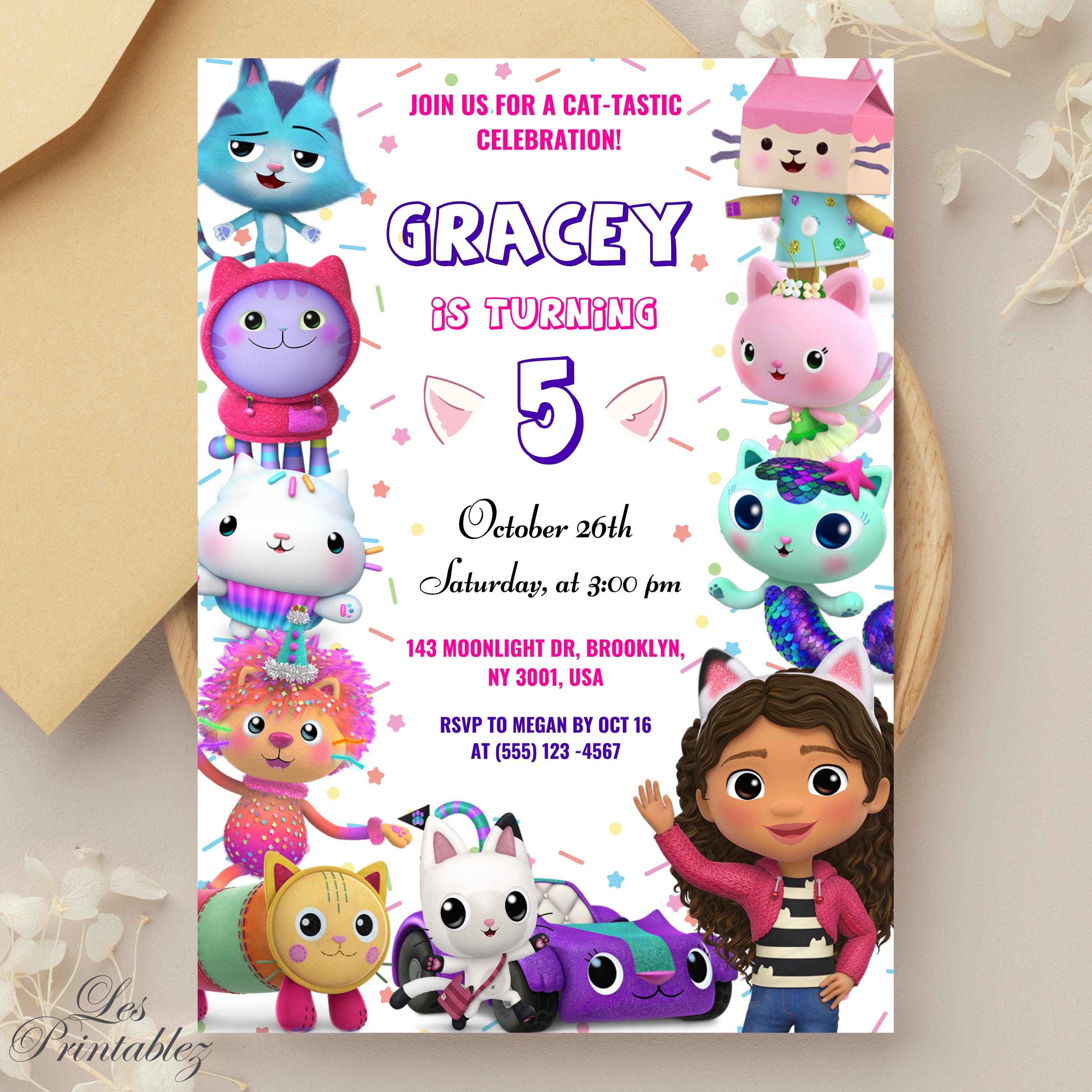 Editable Gabby's Dollhouse Birthday Invitation, Gabbys Dollhouse Party ...
