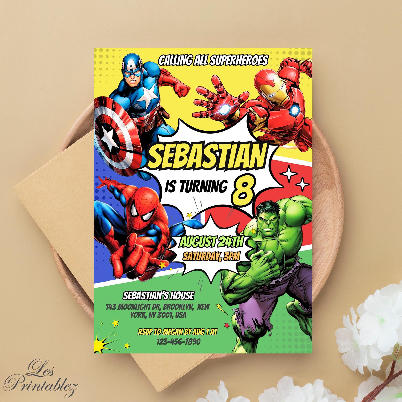Editable Superheroes Birthday Invitation, Superhero Birthday Invite ...