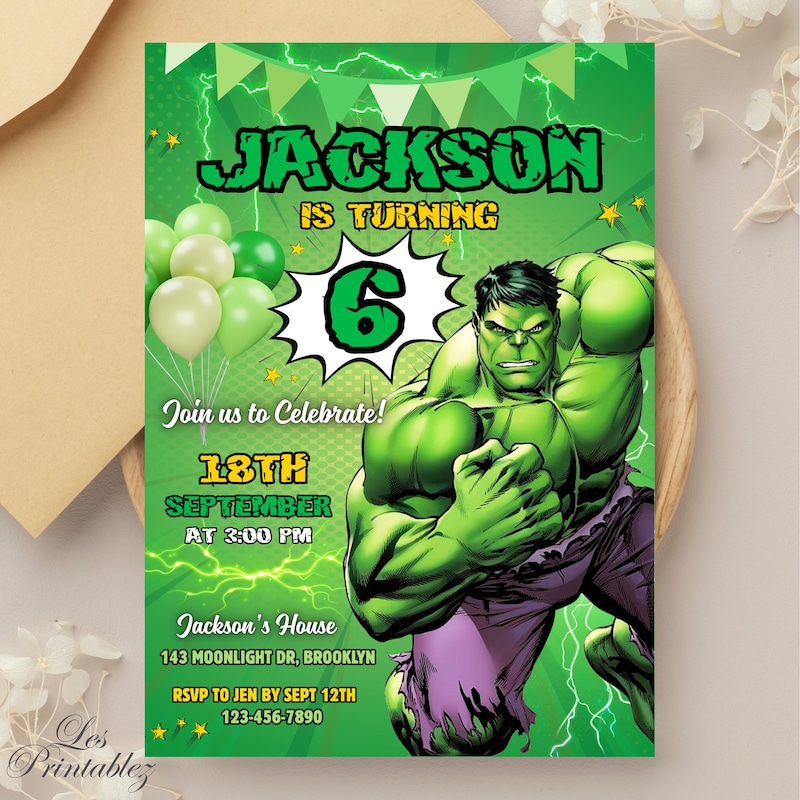 Hulk Invitations - Etsy