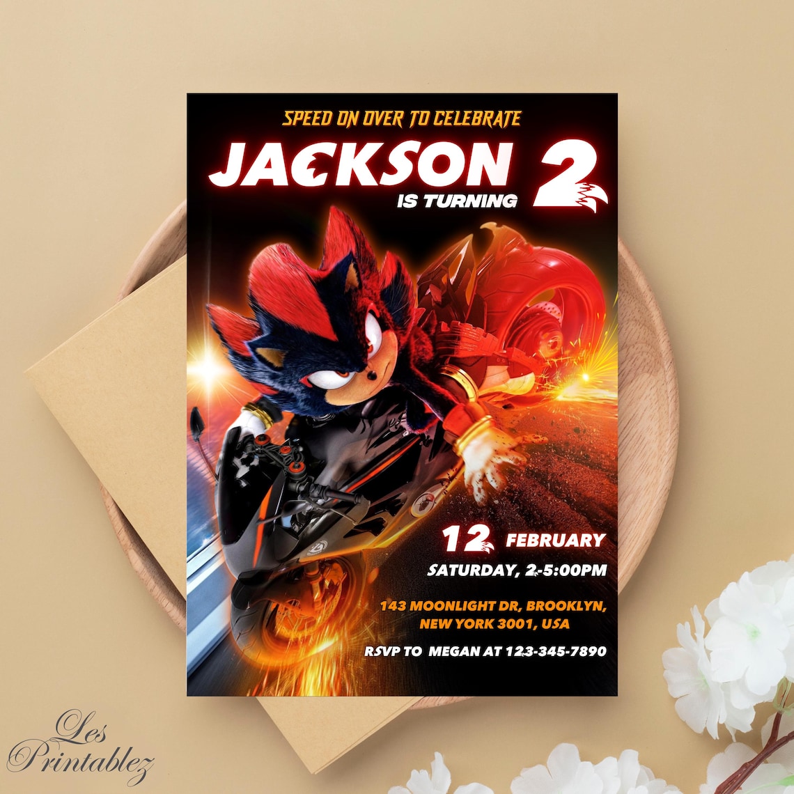 Editable Shadow Birthday Invitation, Shadow the Hedgehog Birthday ...
