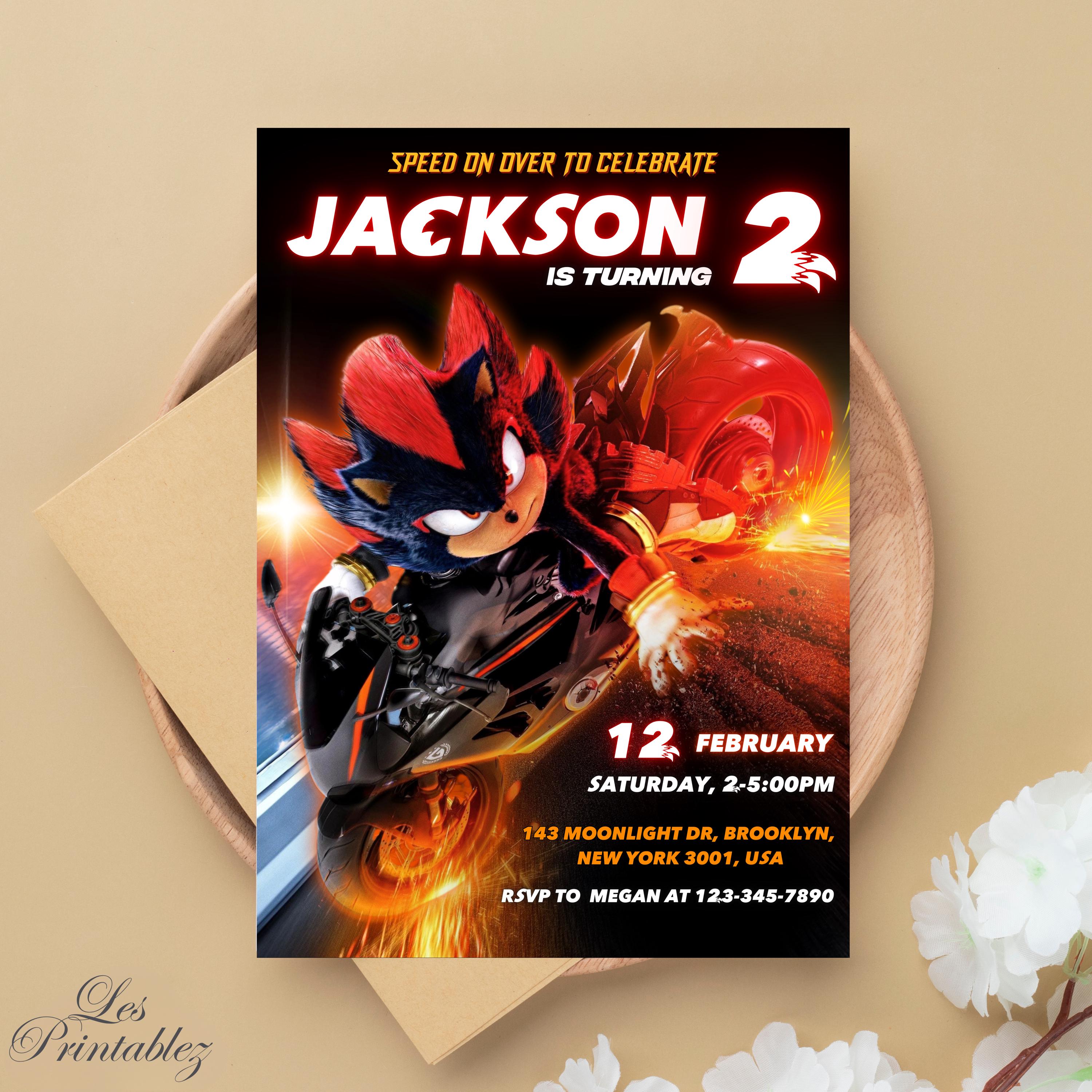 Editable Shadow Birthday Invitation, Shadow the Hedgehog Birthday ...