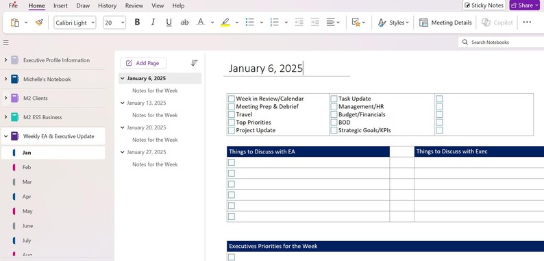 Executive Profile Onenote Notebook (fully Customizable) - Etsy