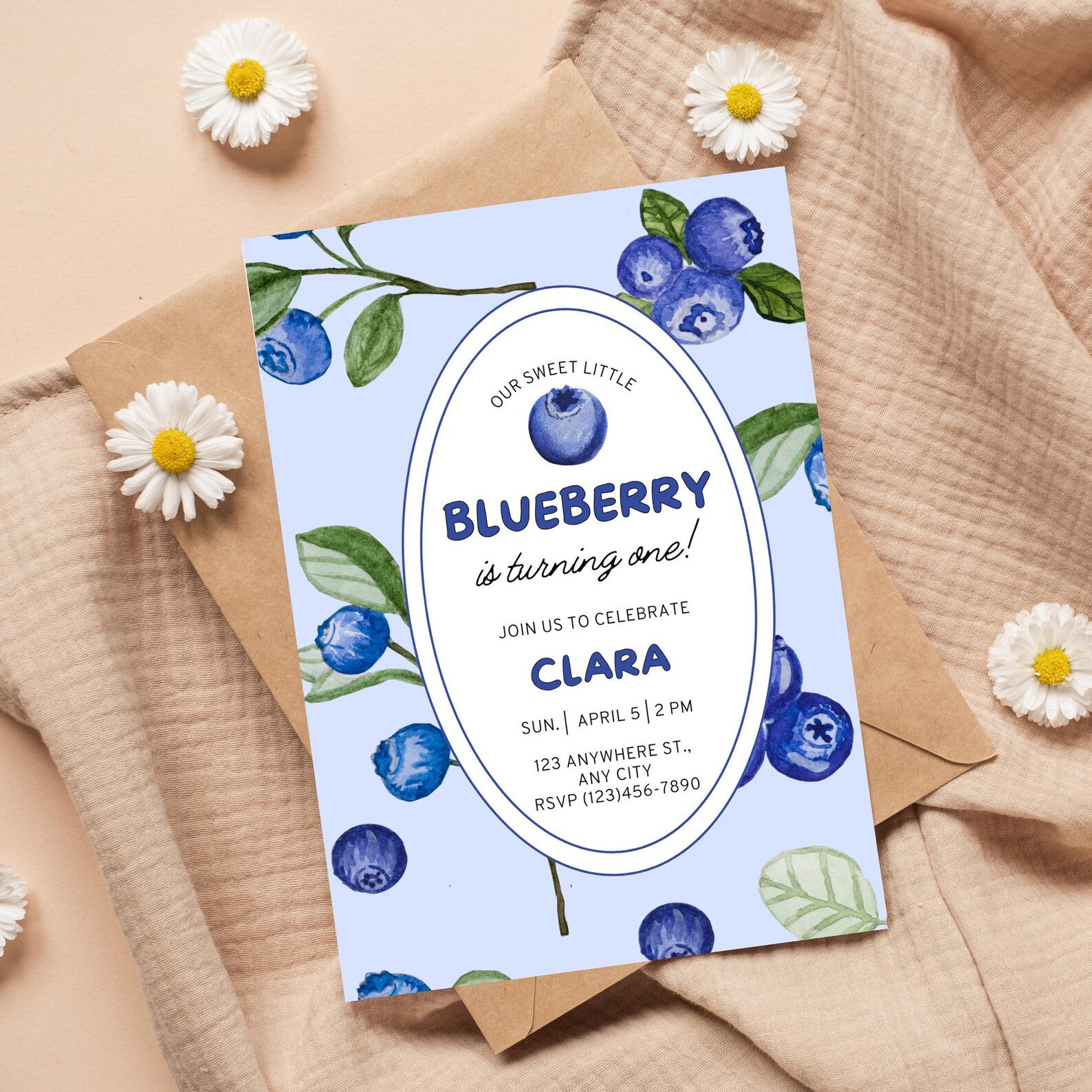 Blueberry Sweet Birthday Invite - Customized for You! - Digital ...