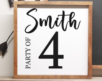 Party of 4 sign | Etsy