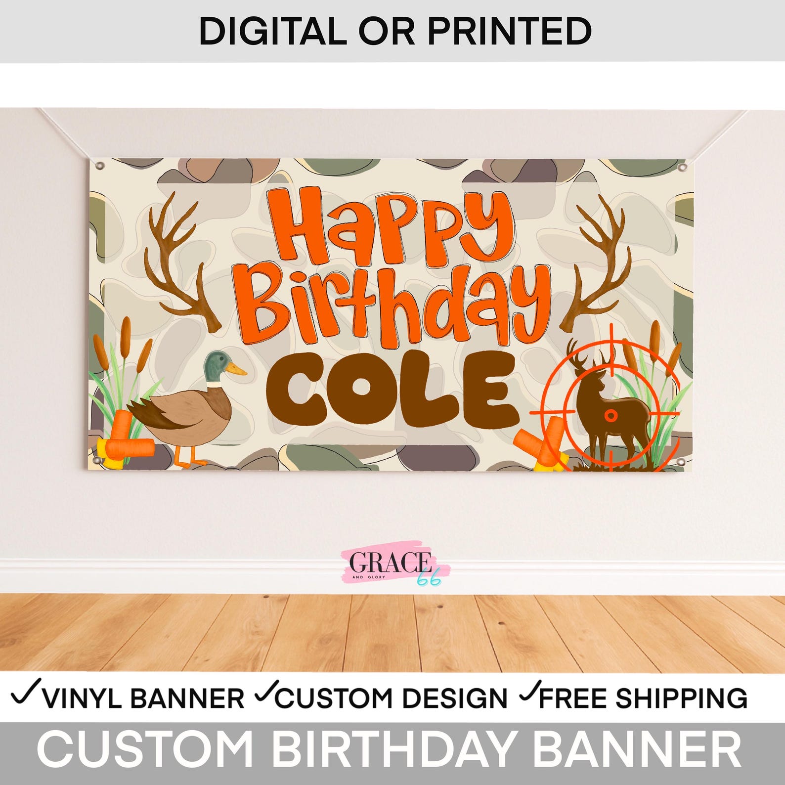 Hunting Birthday Banner, Camo Birthday Banner, Deer, Duck Hunting ...