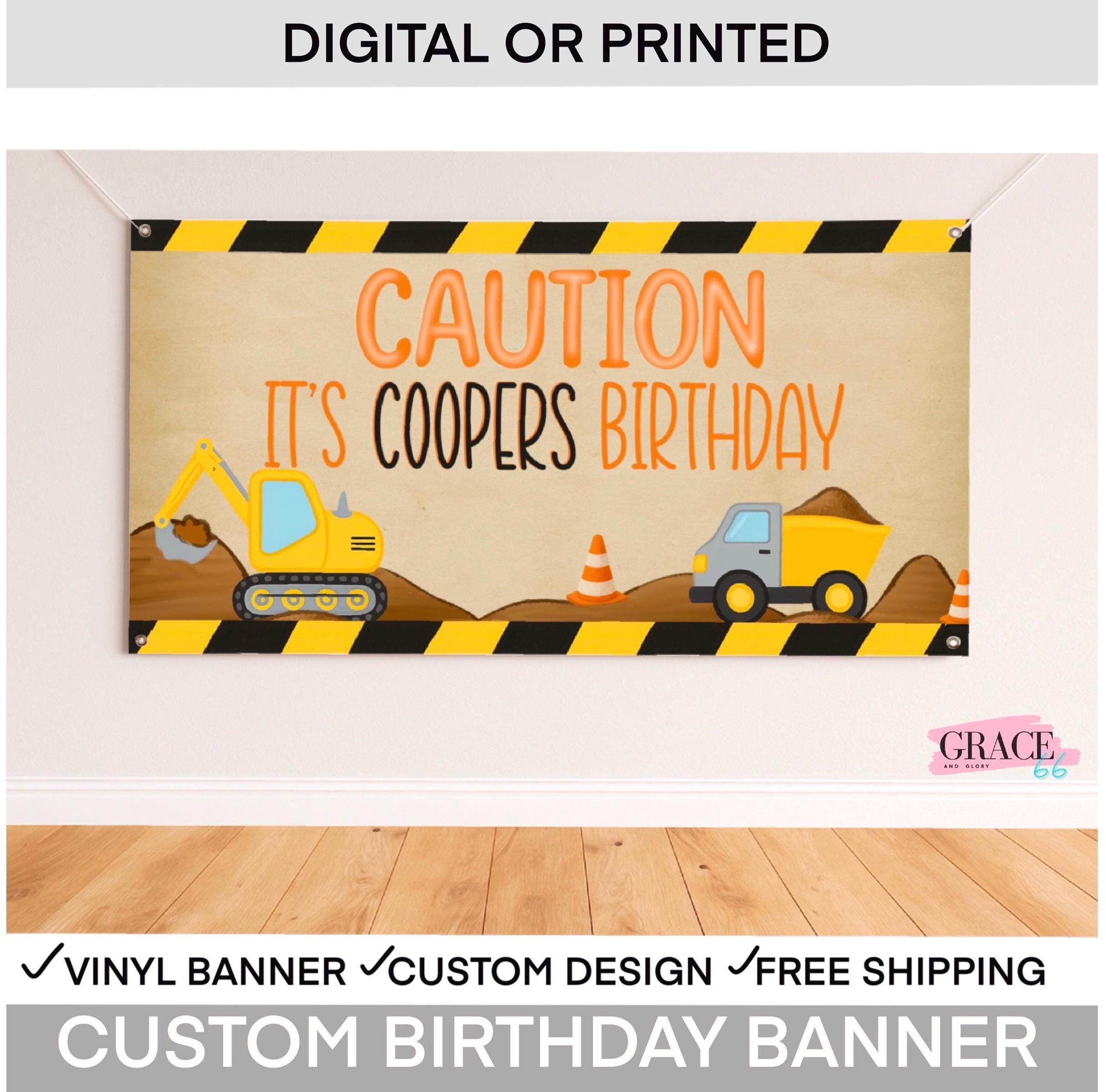 Construction Birthday Banner, Construction Party Banner, Construction ...