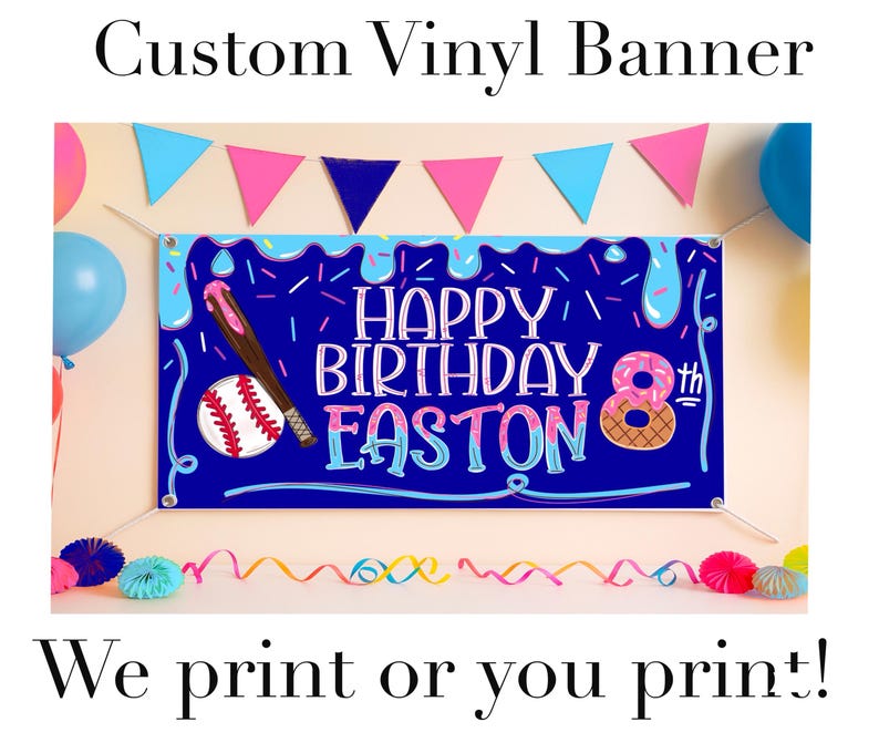Drippy Baseball Birthday Banner • Ice Cream Baseball Party Backdrop ...