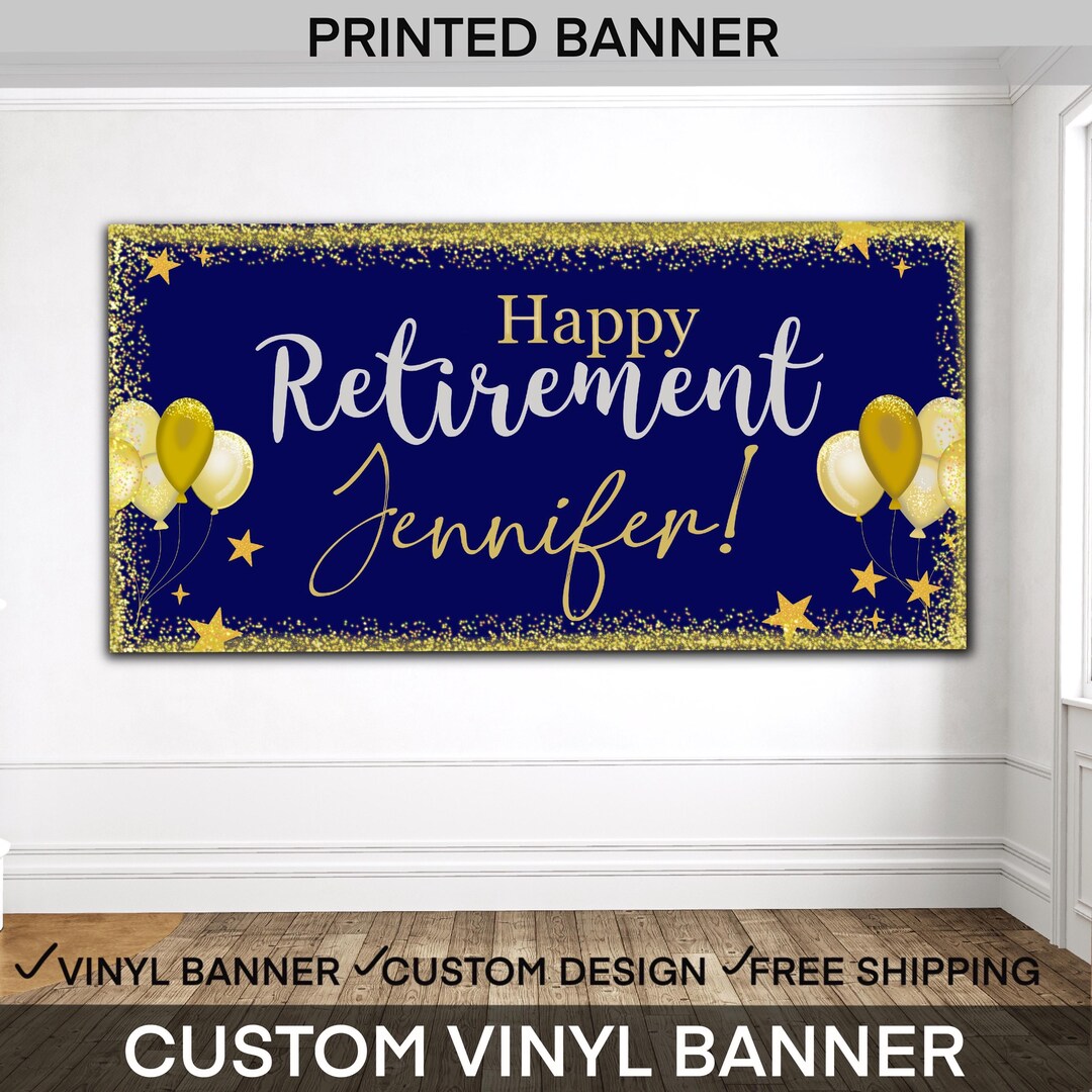 Personalized Retirement Party Banner: Custom Name, Vinyl or Digital - Etsy