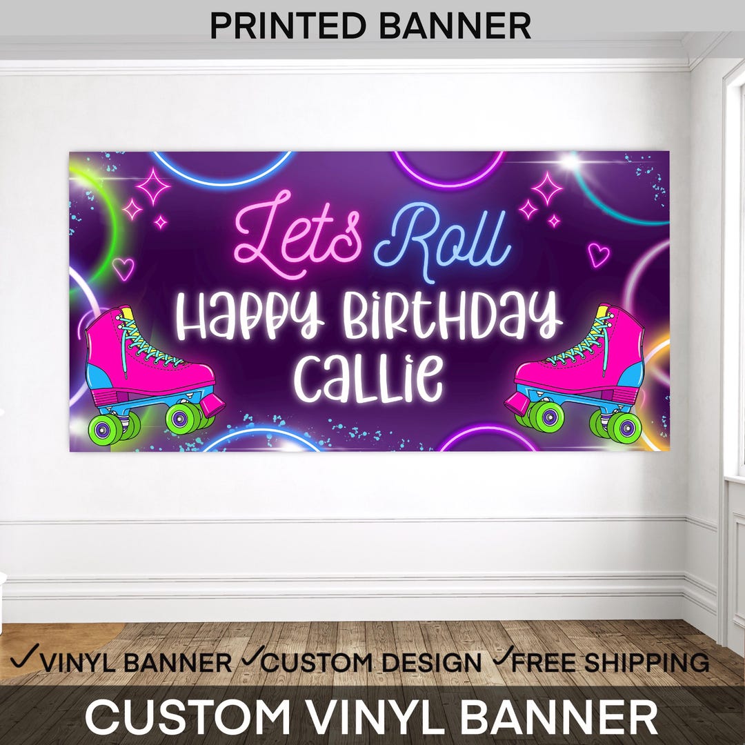 Roller Skate Birthday Banner, Personalized Roller Skating Banner ...