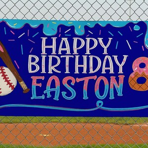 Drippy Baseball Birthday Banner • Ice Cream Baseball Party Backdrop ...