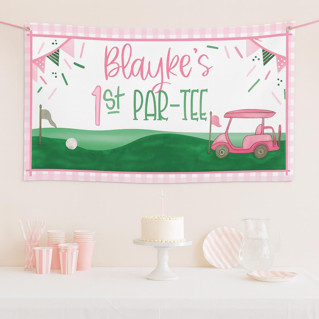 Pink Girl Golf Birthday Banner • Personalized Golf Party Decoration ...