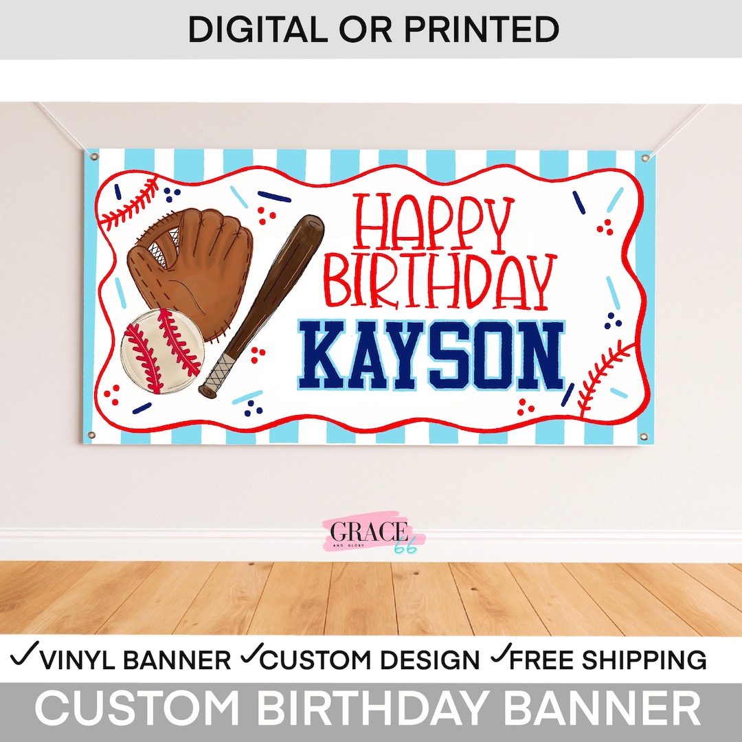 Baseball Birthday Banner, Baseball Birthday Decor, Custom Baseball ...