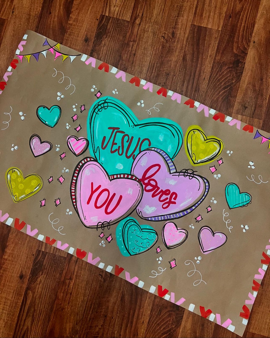 Valentine Banner Classroom Banner Kraft Paper Banner Custom Hand ...