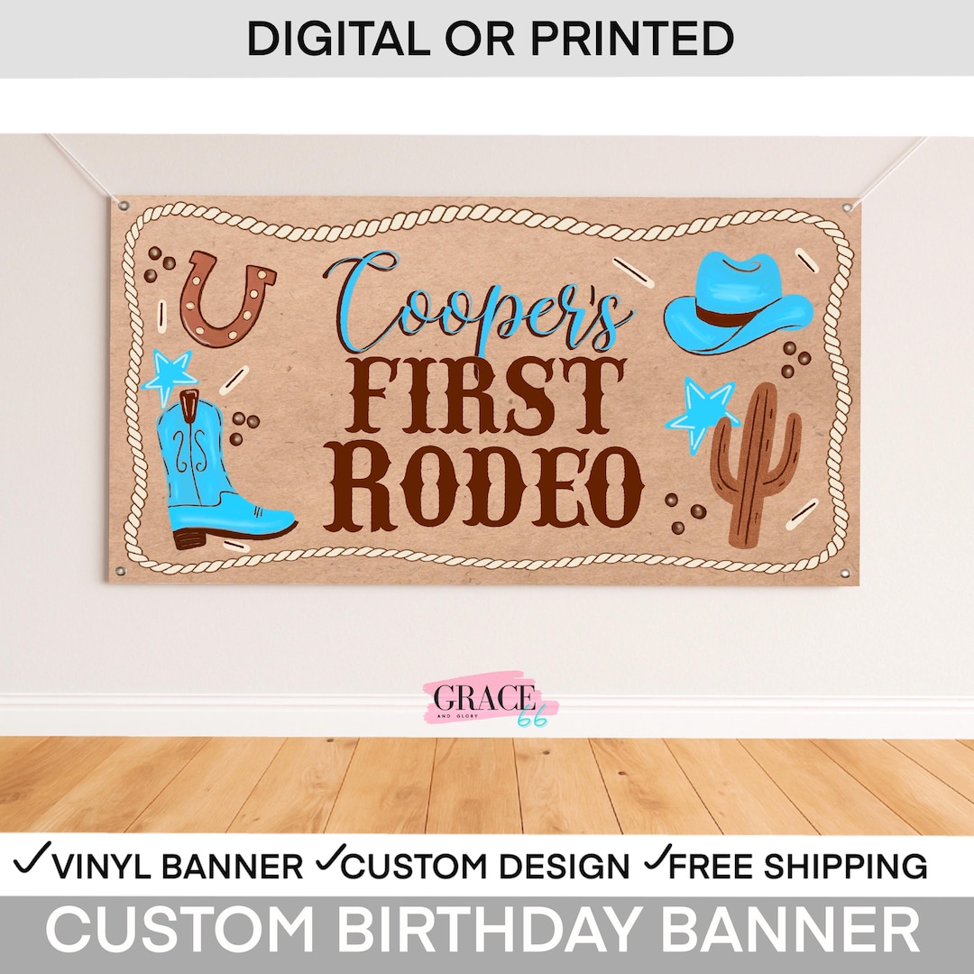 Cowboy Birthday Banner • Rodeo Party Backdrop • First Rodeo Decor ...