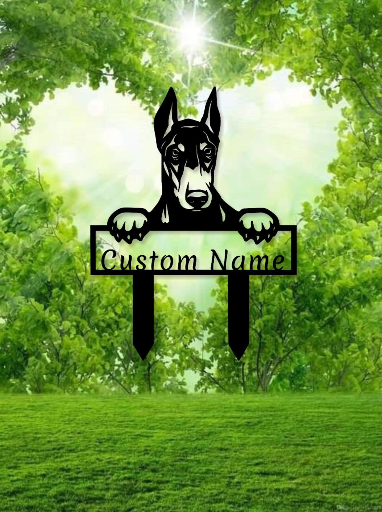 Doberman Pinscher Custom Metal Dog, Custom Dog Metal Stake, Pet Garden ...