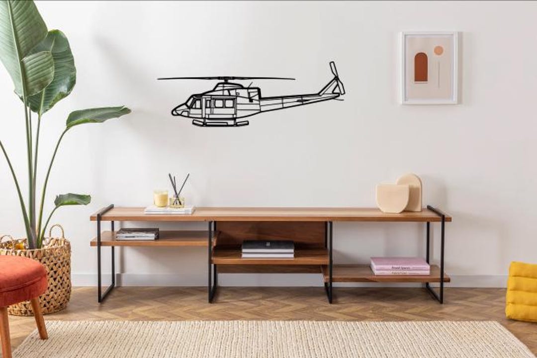 Bell 412 Helicopter Silhouette Metal Wall Art , Airplane Wall Decor ...