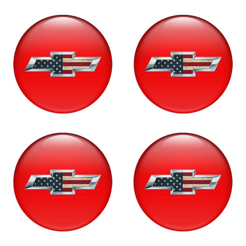 Chevrolet Wheel Center Caps | Epoxy Hub Stickers | 3D Resin | Set of 4 ...