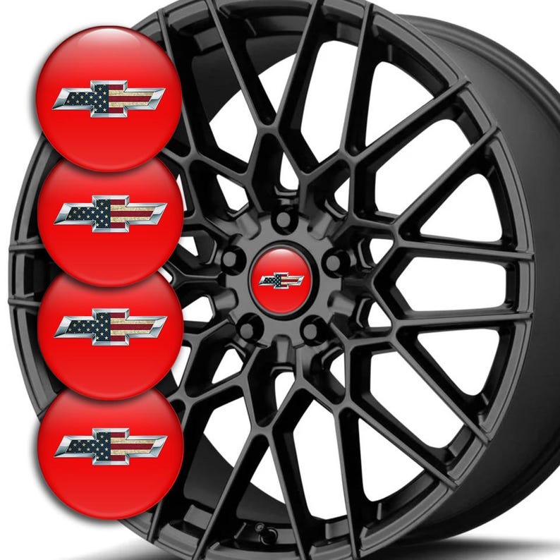 Chevrolet Wheel Center Caps | Epoxy Hub Stickers | 3D Resin | Set of 4 ...