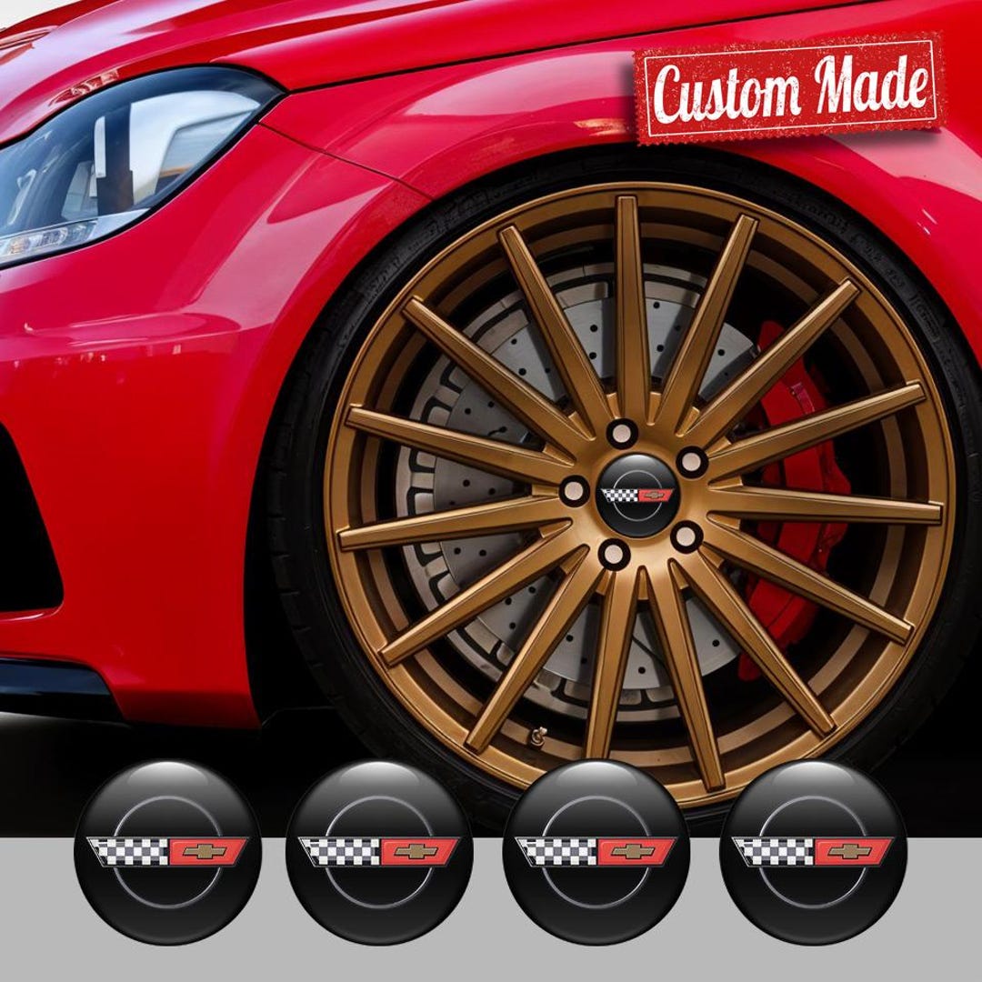 Chevrolet Wheel Hub Stickers | Domed Epoxy Resin | Set of 4 Center Cap ...