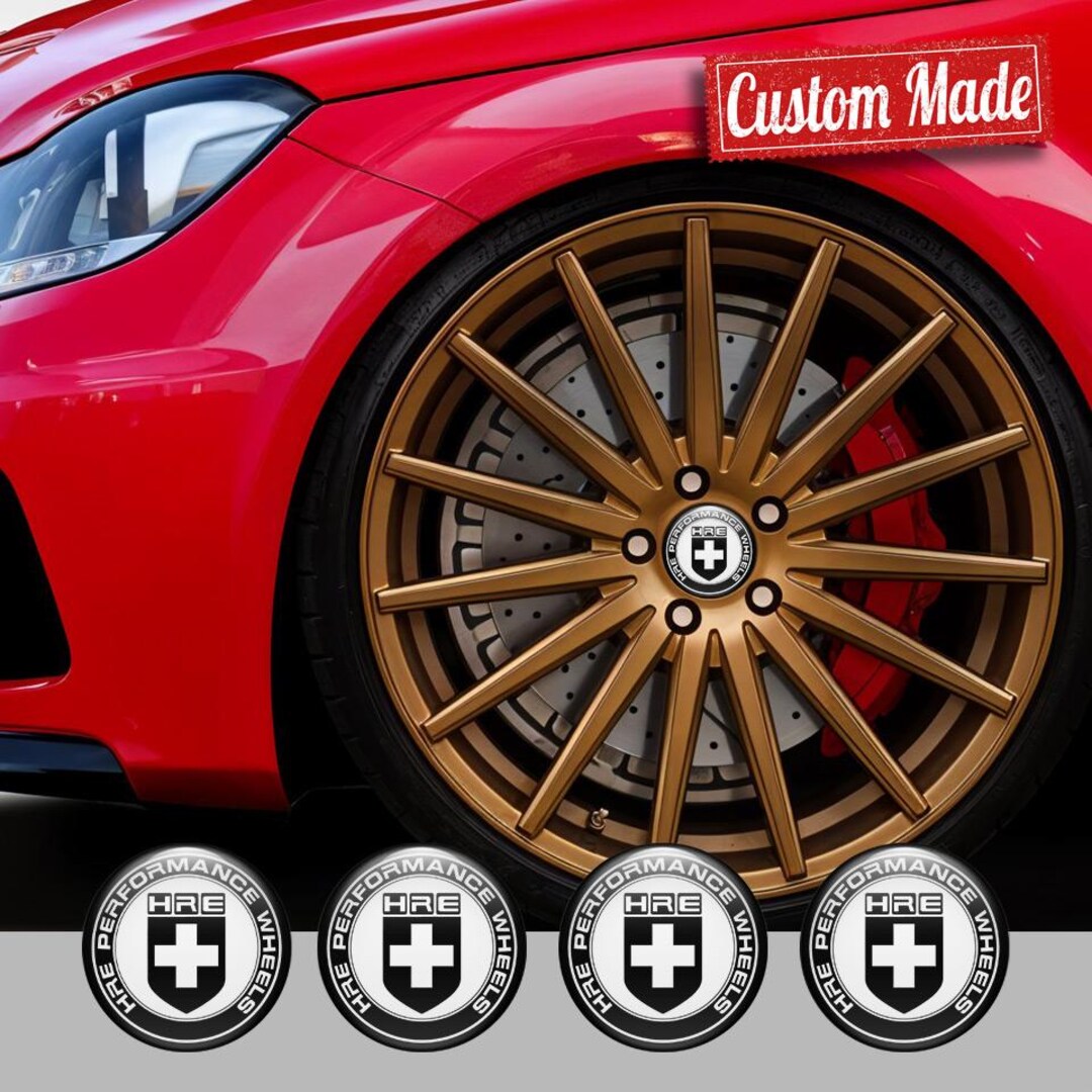 HRE Car Wheel Center Cap Decals | Set of 4 Custom Rim Stickers | Easy ...