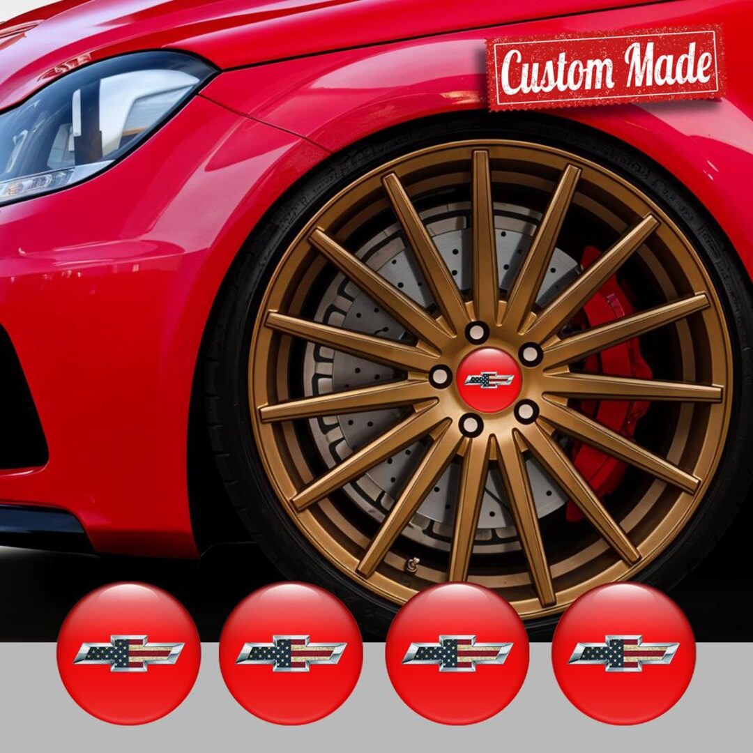 Chevrolet Wheel Center Caps | Epoxy Hub Stickers | 3D Resin | Set of 4 ...