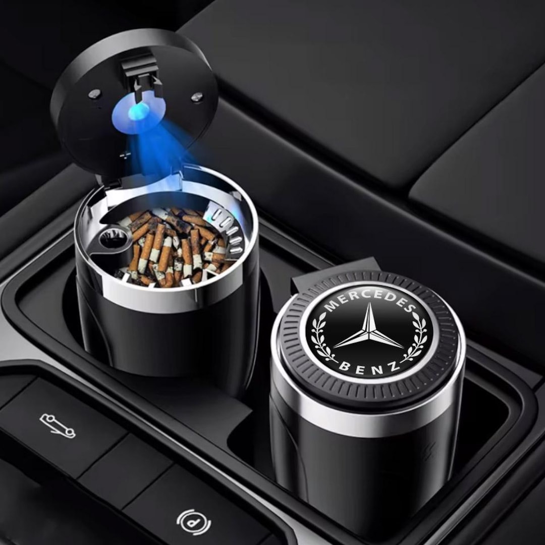 Car Ashtray Mercedes for Cup Holder – Custom Benz Logo Ash Tray With ...