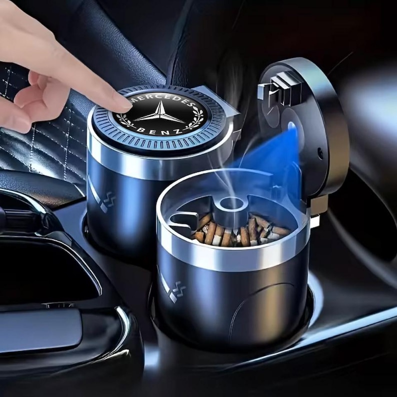 Car Ashtray Mercedes for Cup Holder – Custom Benz Logo Ash Tray With ...