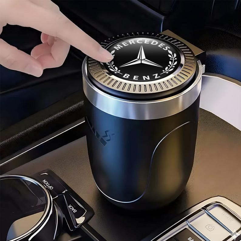 Car Ashtray Mercedes for Cup Holder – Custom Benz Logo Ash Tray With ...