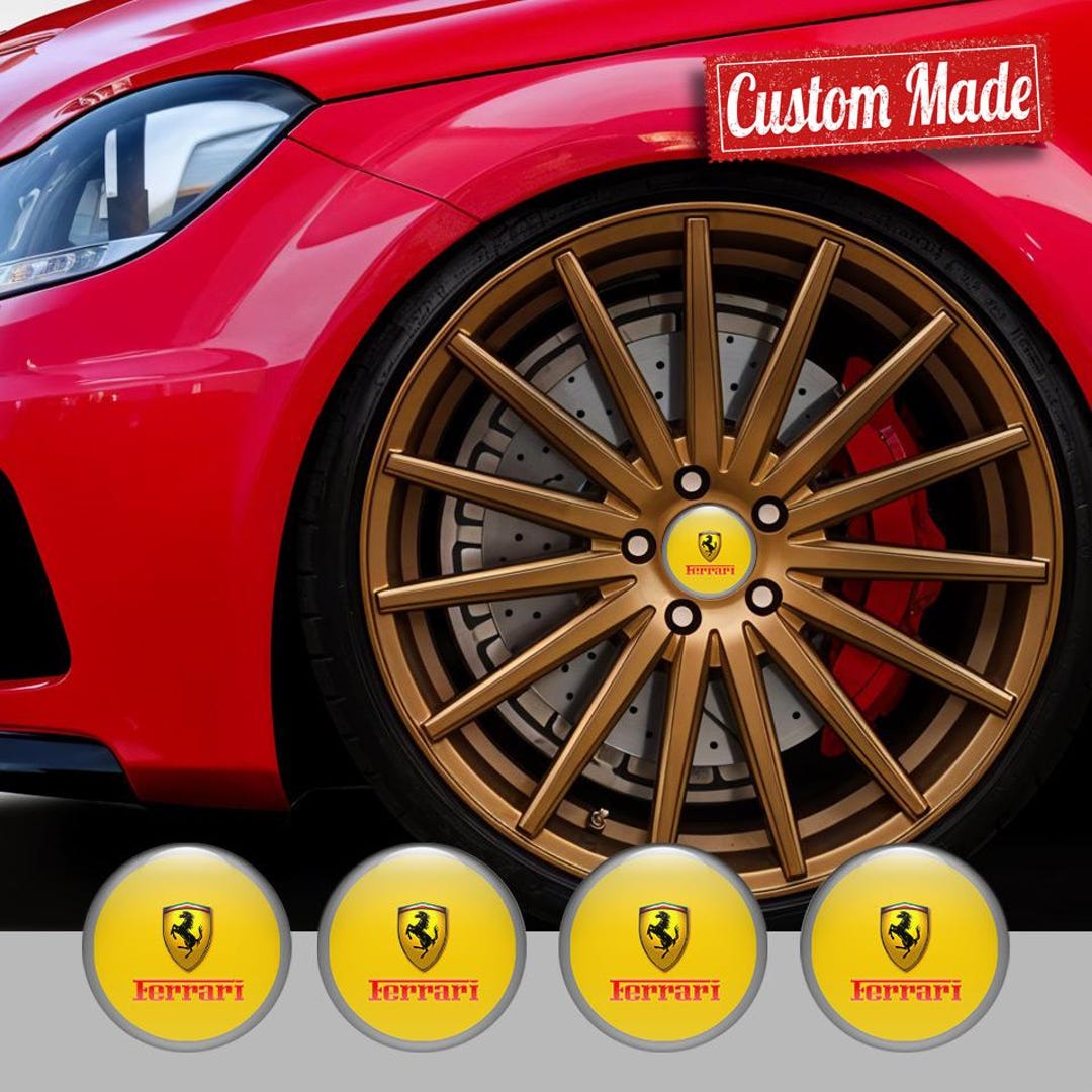 Ferrari Wheel Hub Decals | Set of 4 Domed Silicone Stickers | Stylish ...