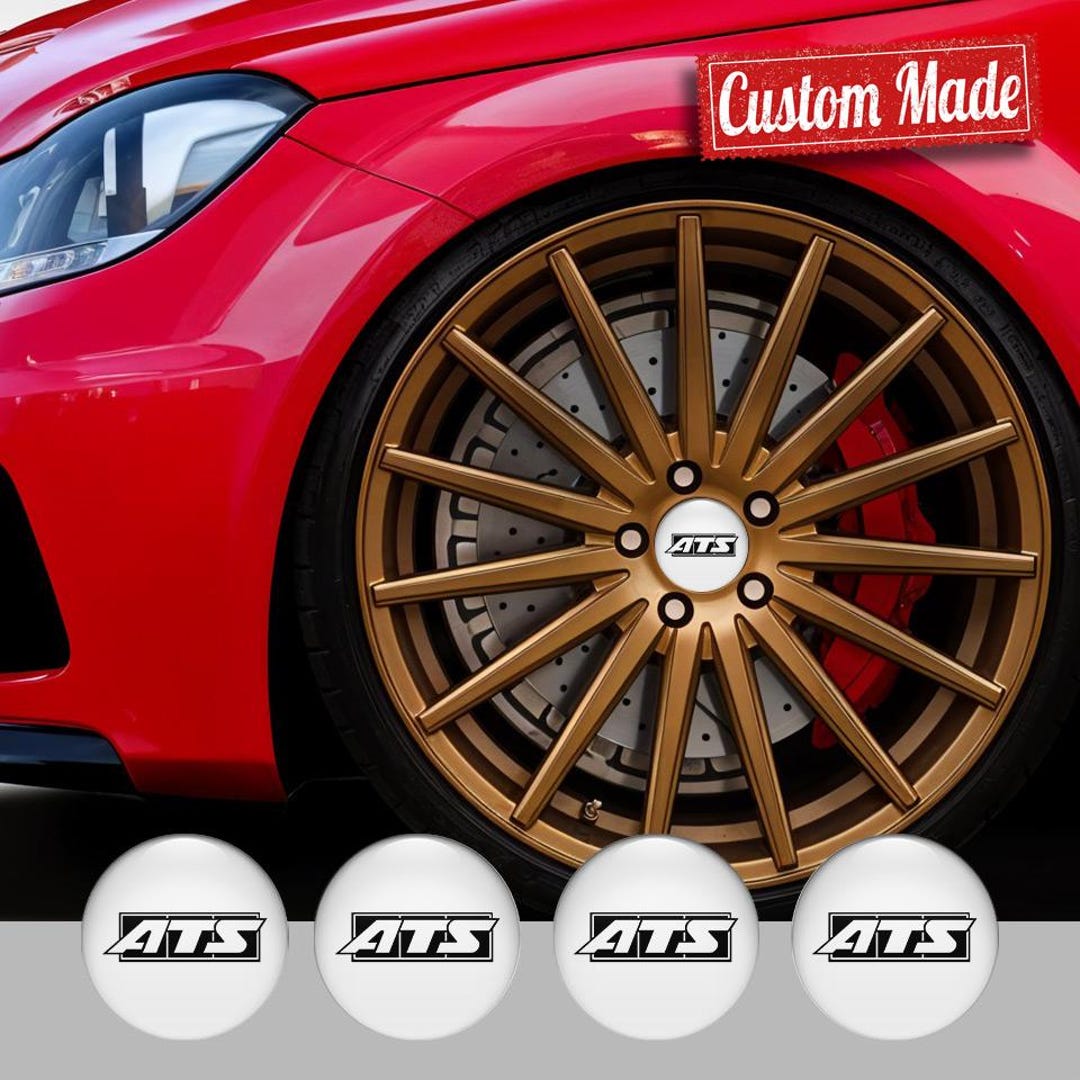 ATS Wheel Center Cap Stickers | Domed 3D Emblems | Set of 4 Rim Hub ...