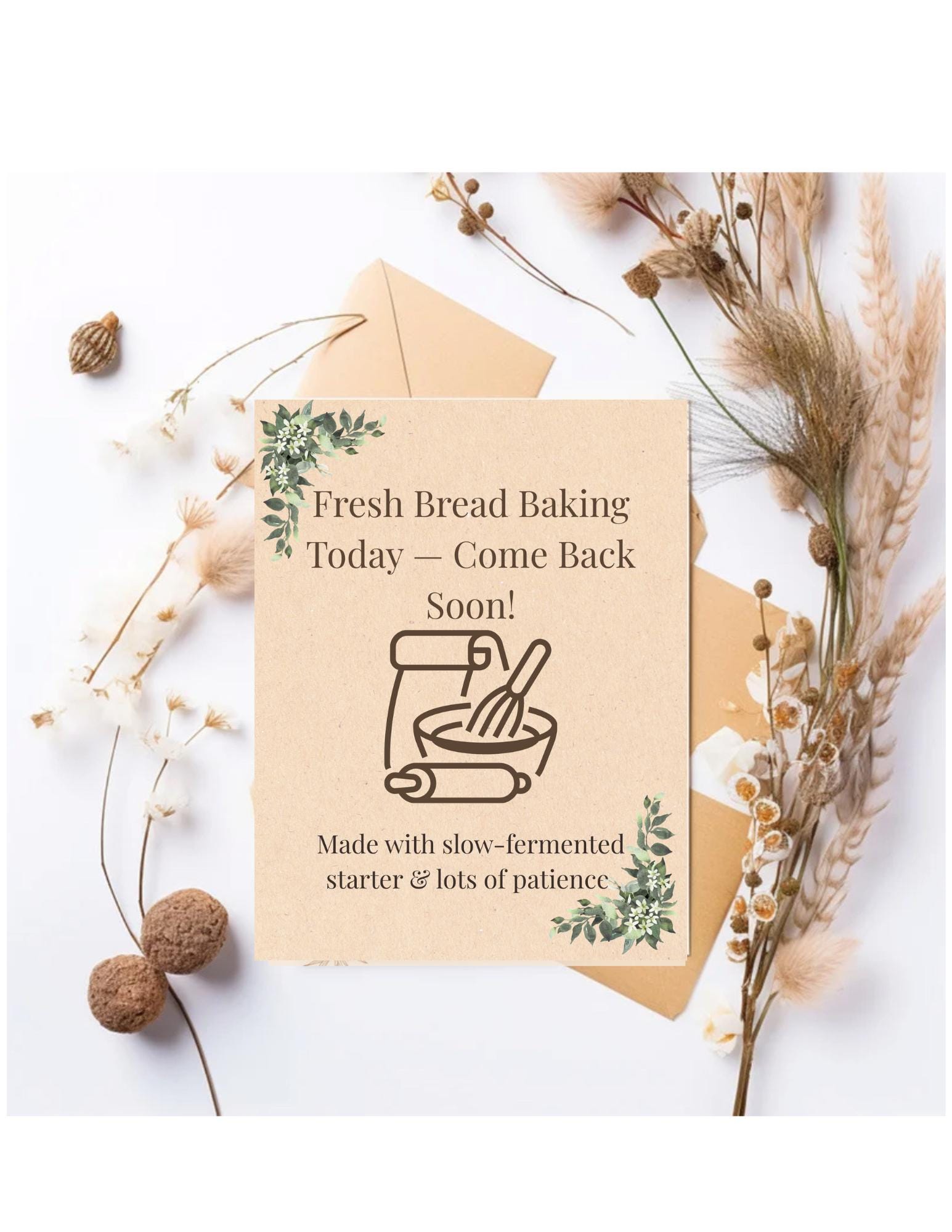 Rustic Sourdough Kitchen Sign: Bread in the Making Printable Art (PDF ...