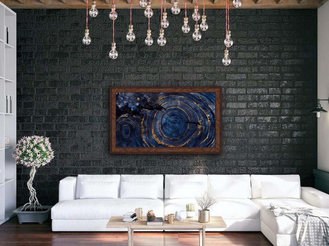Tree Trunk Wall Art - Blue Wall Art - Frame Art - Modern Art- Modern ...