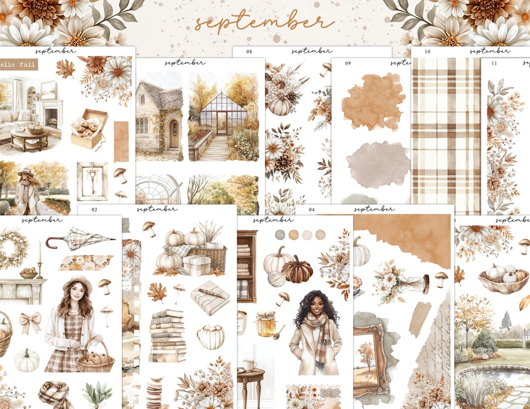 September Mini Planner Decorative Sticker Kit | Journaling | Bullet ...