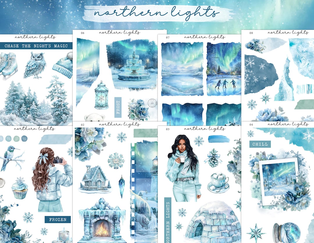 Northern Lights Mini Planner Decorative Sticker Kit | Journaling ...