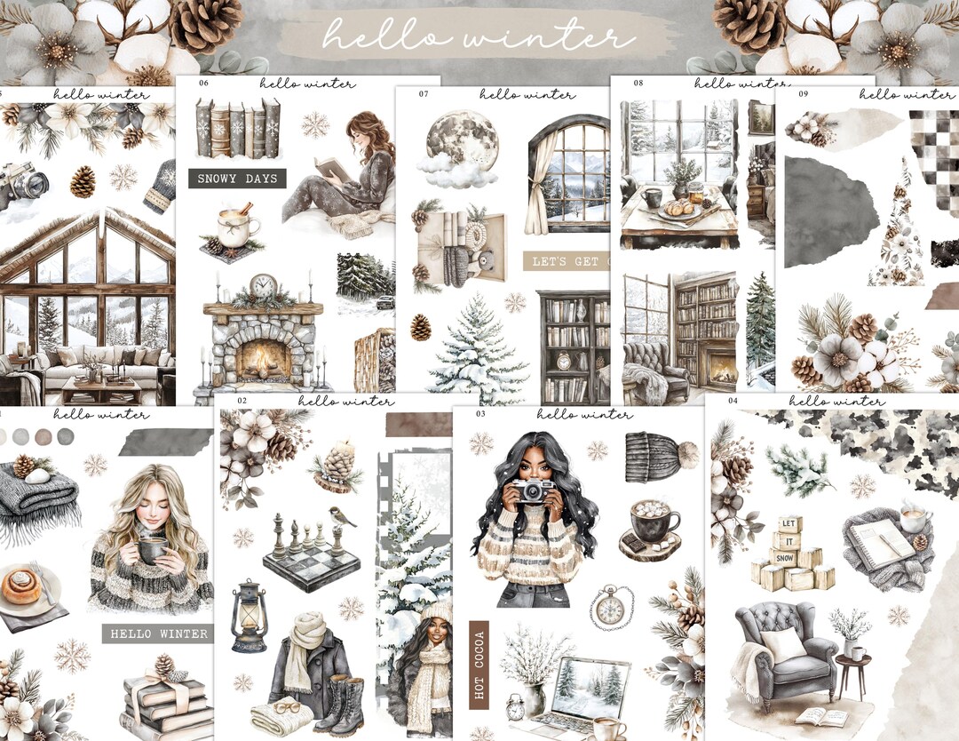 Hello Winter Mini Planner Decorative Sticker Kit | Journaling | Bullet ...
