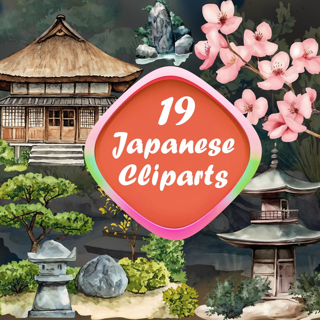 Japanese Cottagecore Watercolor Clipart – Sakura Trees, Traditional ...