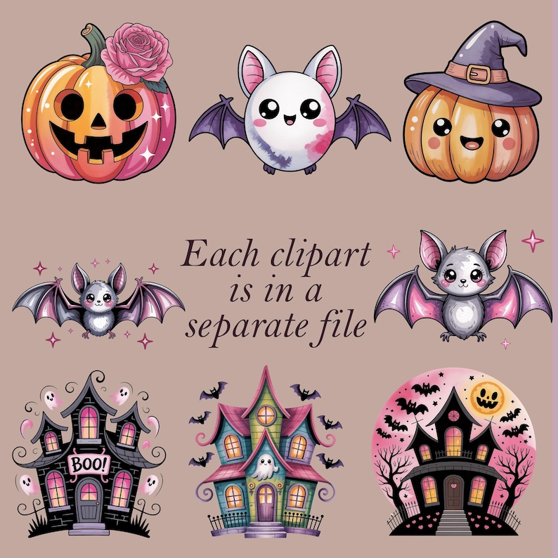 Cute Halloween Clipart Bundle | 59 PNG Files | Spooky Ghosts, Pumpkins ...