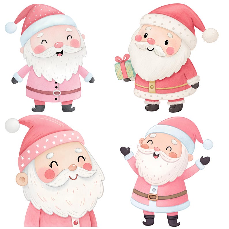 Christmas Clip Art Bundle | 50 PNG Cute Holiday Cliparts| Santa ...