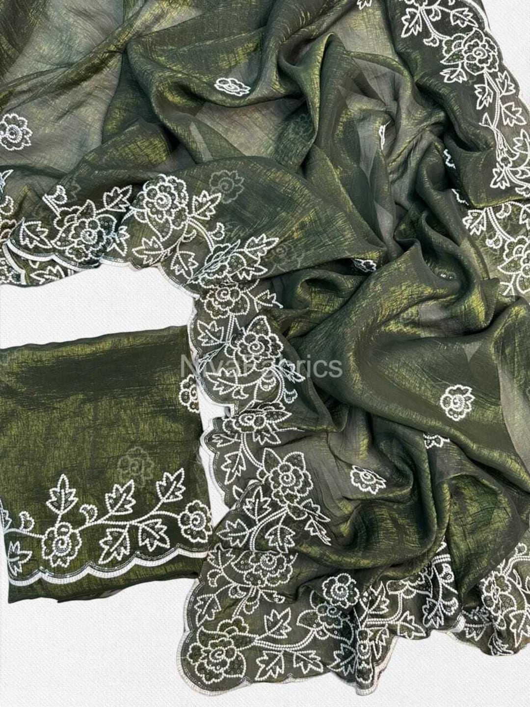 Embroidered Sequin Crunchy Fabric Saree, Designer Sari - Etsy