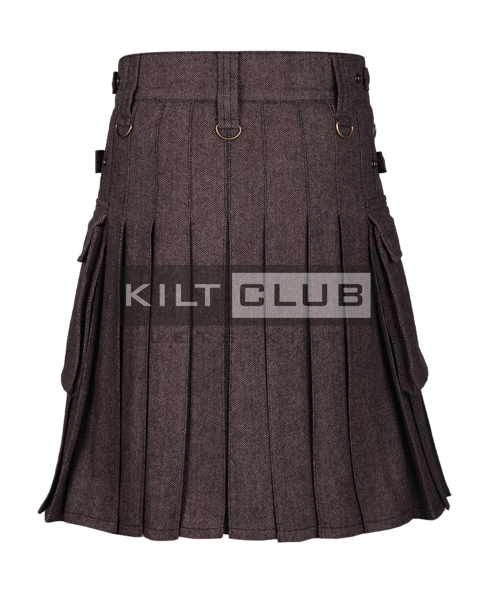 Scottish Brown Tweed Wool Utility KILT - Premium Handmade Kilt - Real ...