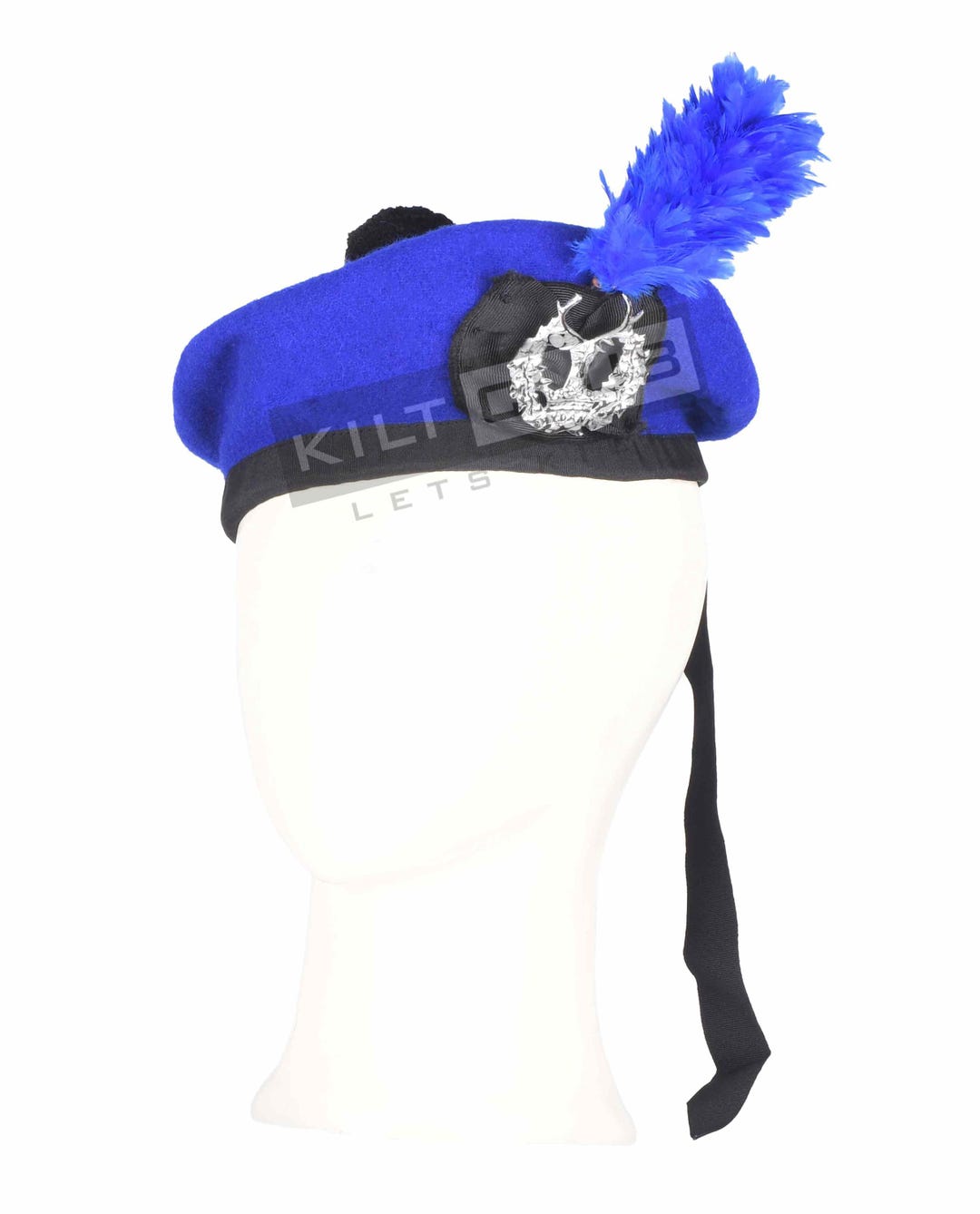 Scottish Handmade Traditional Military Piper Plain Blue Balmoral KILT ...