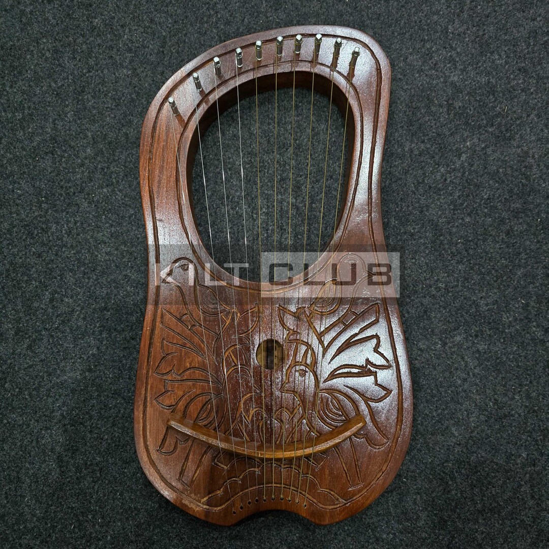 Rosewood New Sparrow Design Handmade Brown Lyre Harp 10 Metal Strings ...
