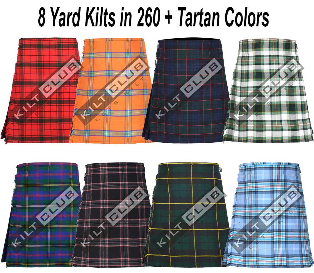 Scottish 8 Yard Tartan Kilt for Men - Made to Order - Highlander ...